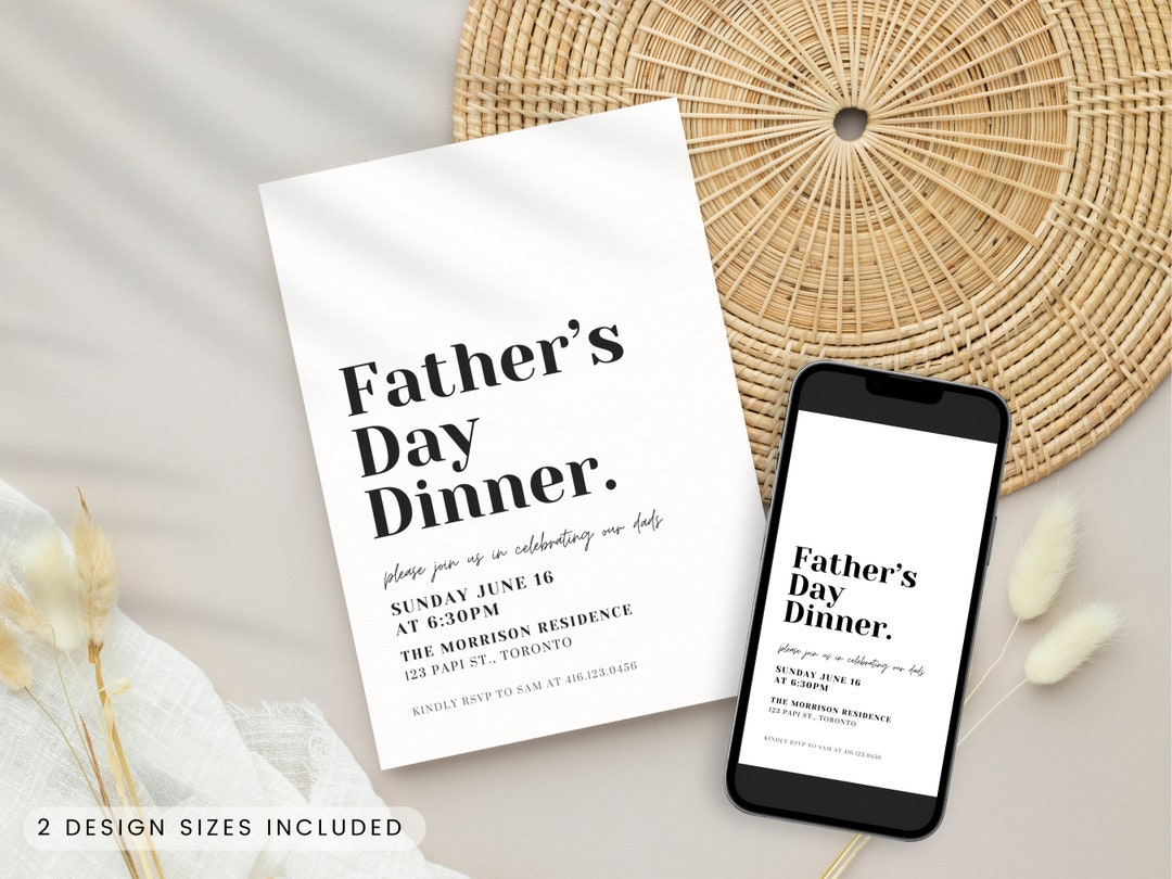 Modern Fathers Day Invitation, Editable Father's Day Invite, Simple ...
