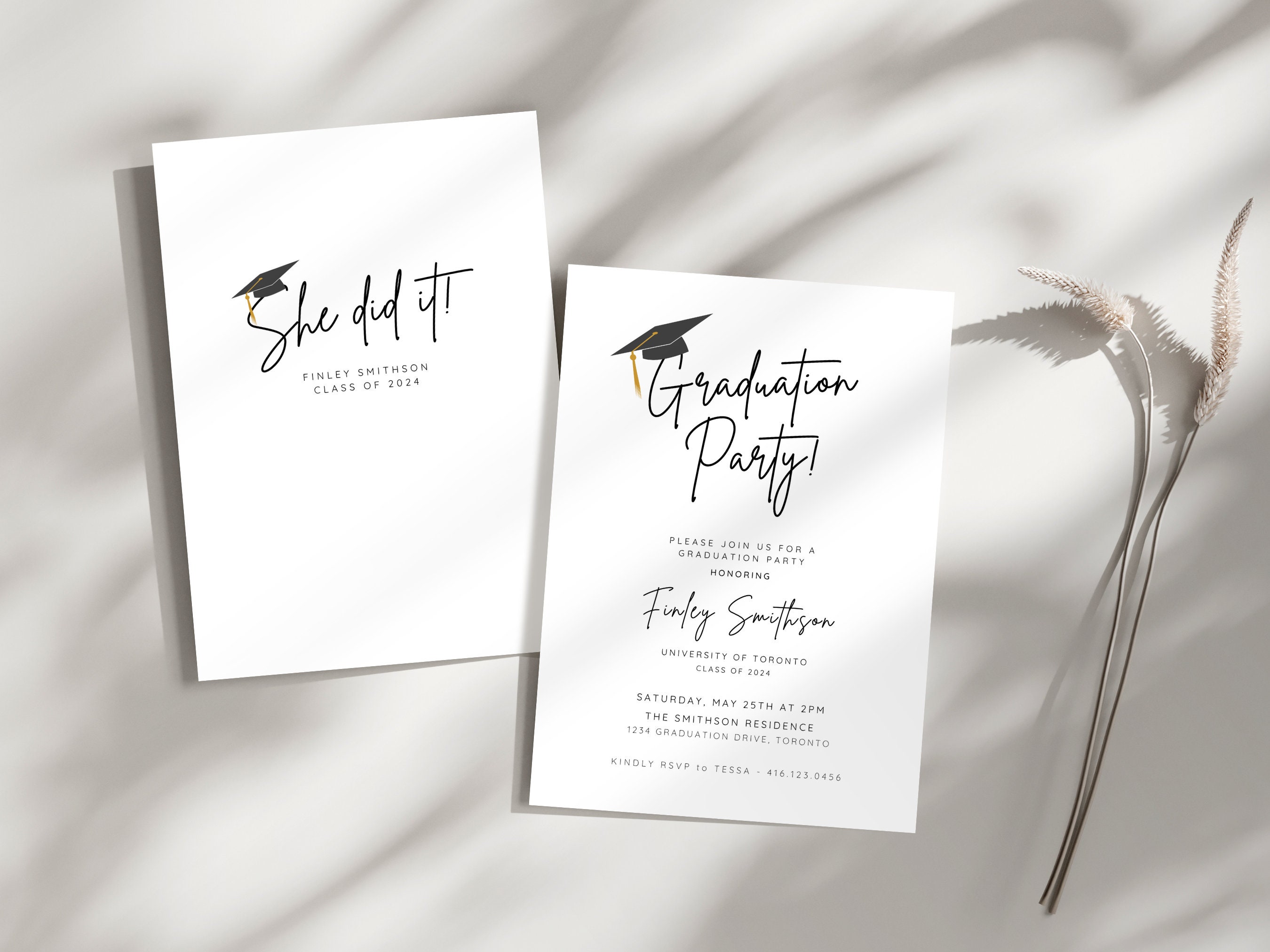 Simple Graduation Invitation Template, Graduation Party Invitation ...