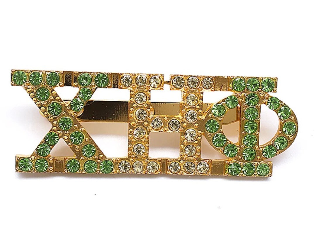 Green & Yellow Rhinestone Chi Eta Phi Pin - Etsy