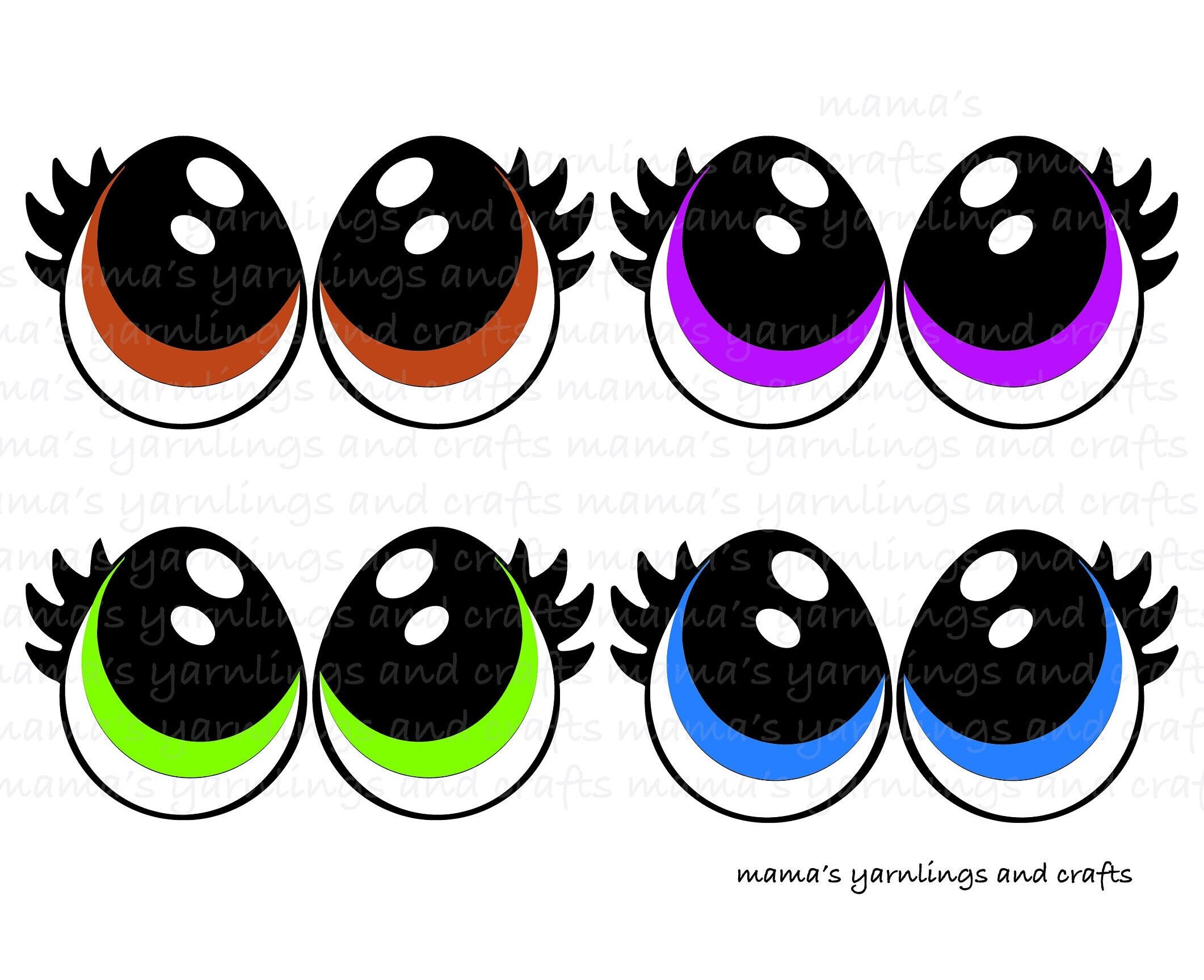 DIGITAL SVG Felt and Vinyl Eyes, Egg Shaped Eyes With Eyelashes, Teardrop Eyes With Eyelashes ...