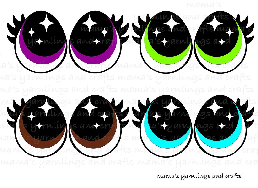 DIGITAL SVG Felt and Vinyl Eyes, Egg Shaped Eyes With Eyelashes , Teardrop Eyes With Eyelashes ...