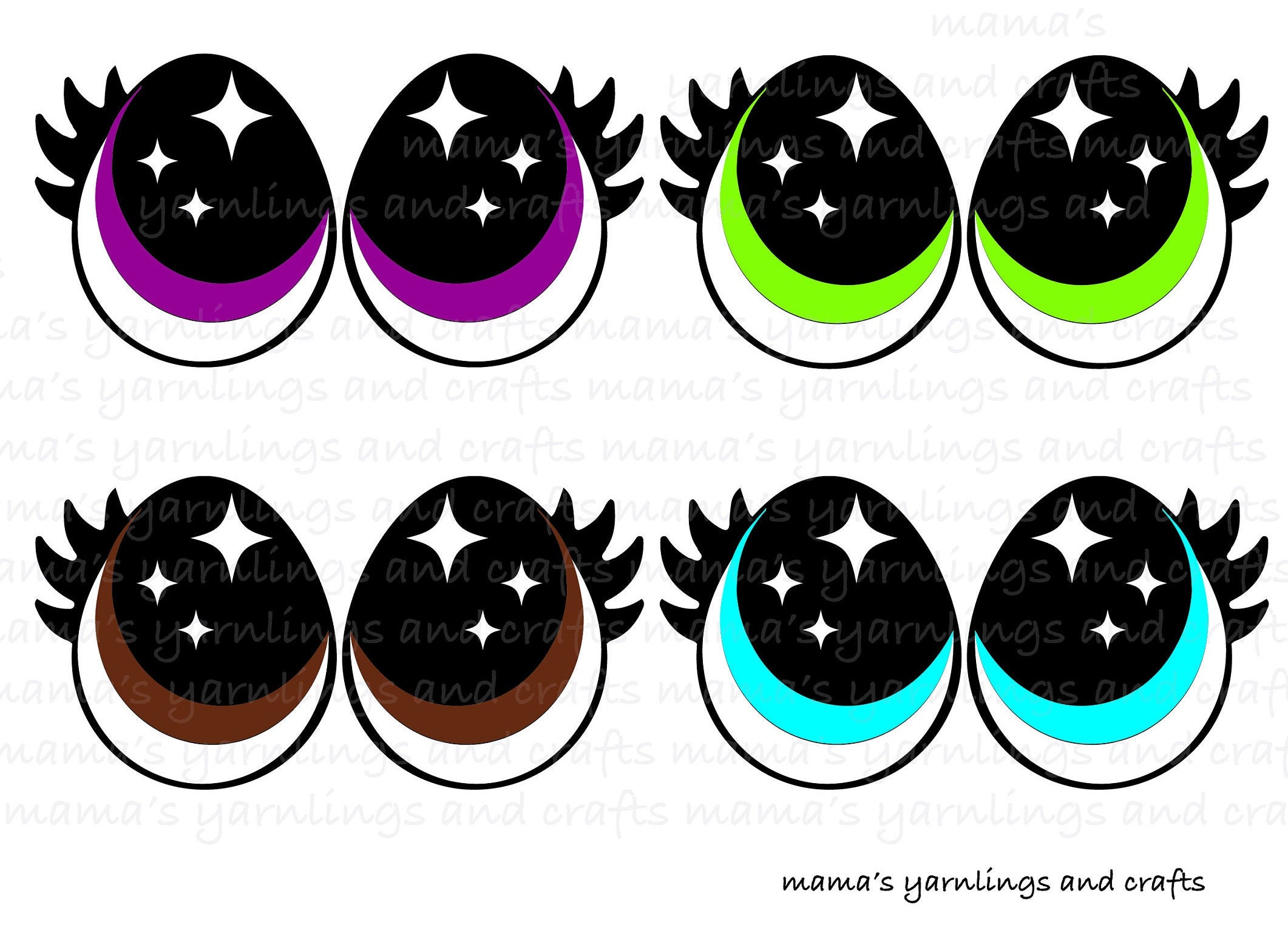 DIGITAL SVG Felt and Vinyl Eyes, Egg Shaped Eyes With Eyelashes ...