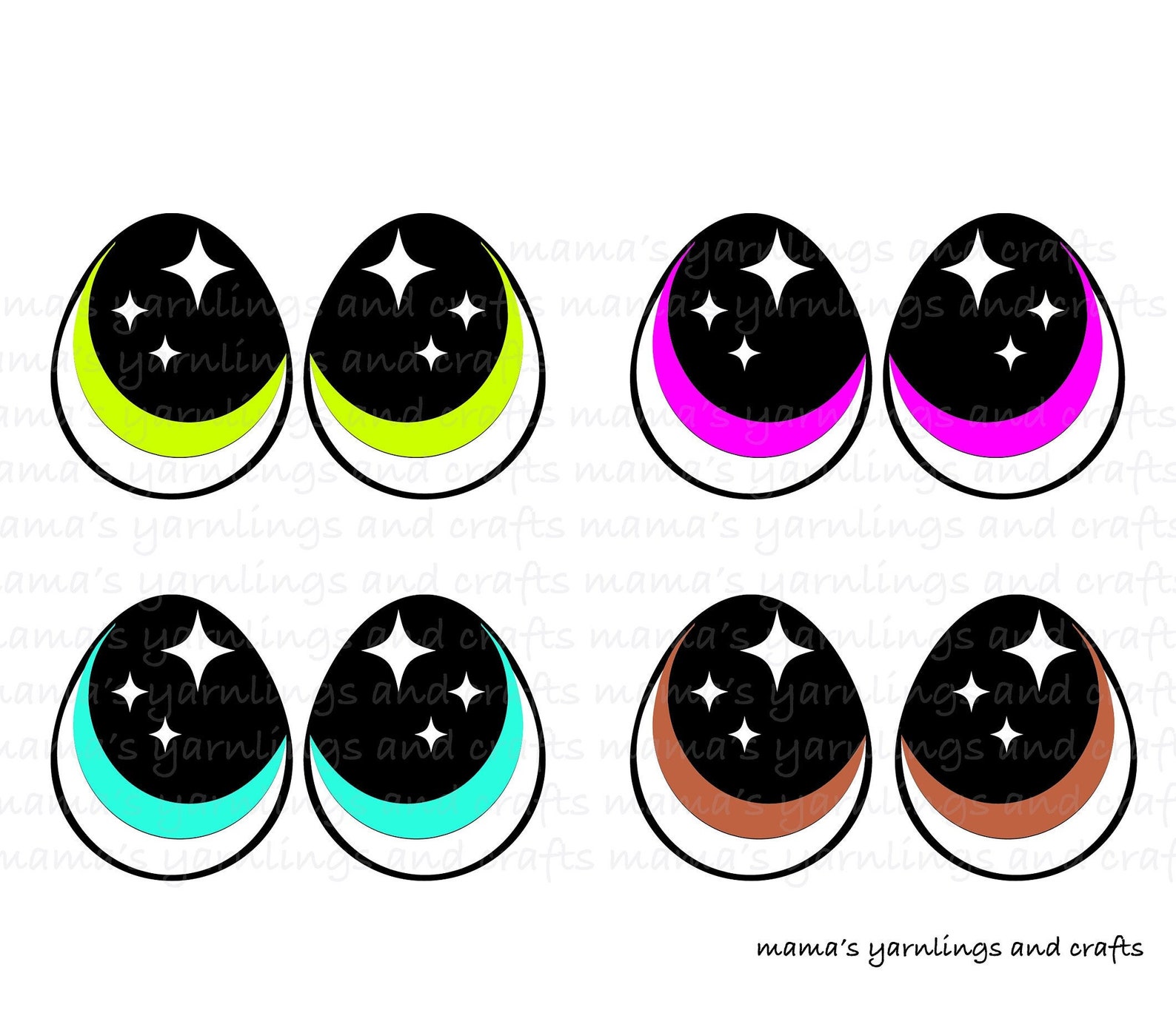 DIGITAL SVG Felt and Vinyl Eyes, Egg Shaped Eyes, Teardrop Eyes, Doll ...