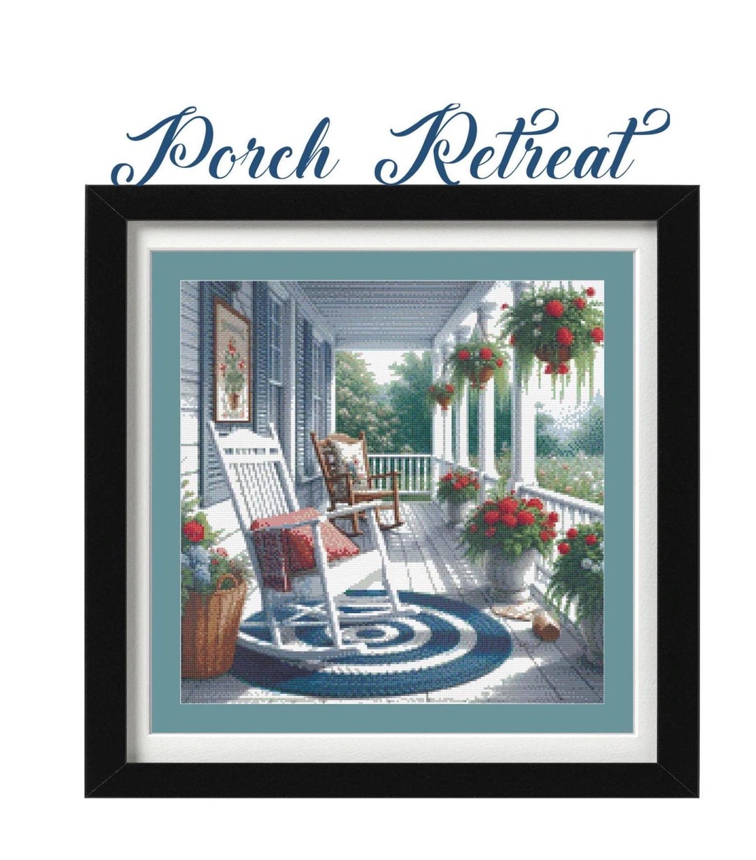 Porch Retreat Cross Stitch Pattern: Relaxing Home Decor (digital ...