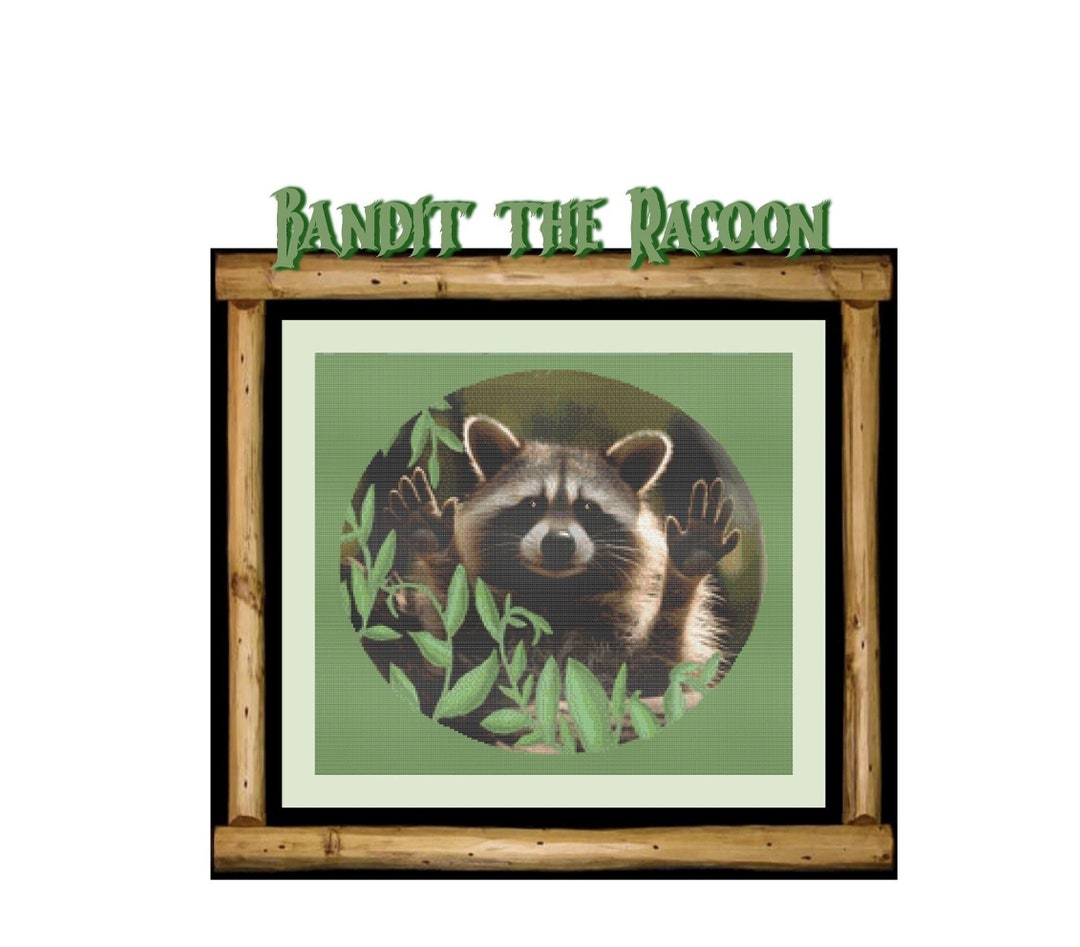 BANDIT the RACOON Playfully Peeking Thru the Leaves. Perfect for ...