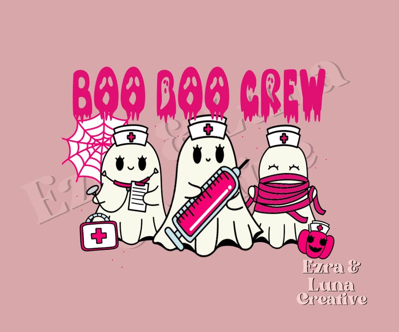 Cute Ghost Nurse PNG for Boo Boo Crew Nurse Clipart for ER Nurse PNG ...