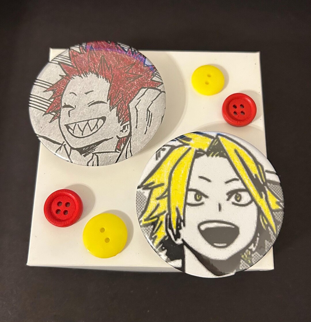 MHA Kirishima and Kaminari Manga Button Pins - Etsy