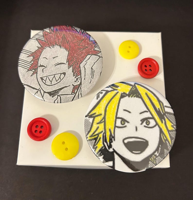 MHA Kirishima and Kaminari Manga Button Pins - Etsy Canada