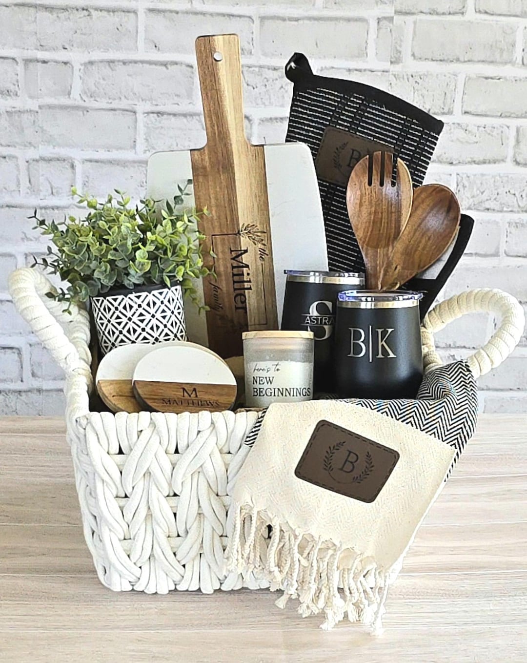Personalized Housewarming Gift Basket Custom Engraved Cutting Board New ...