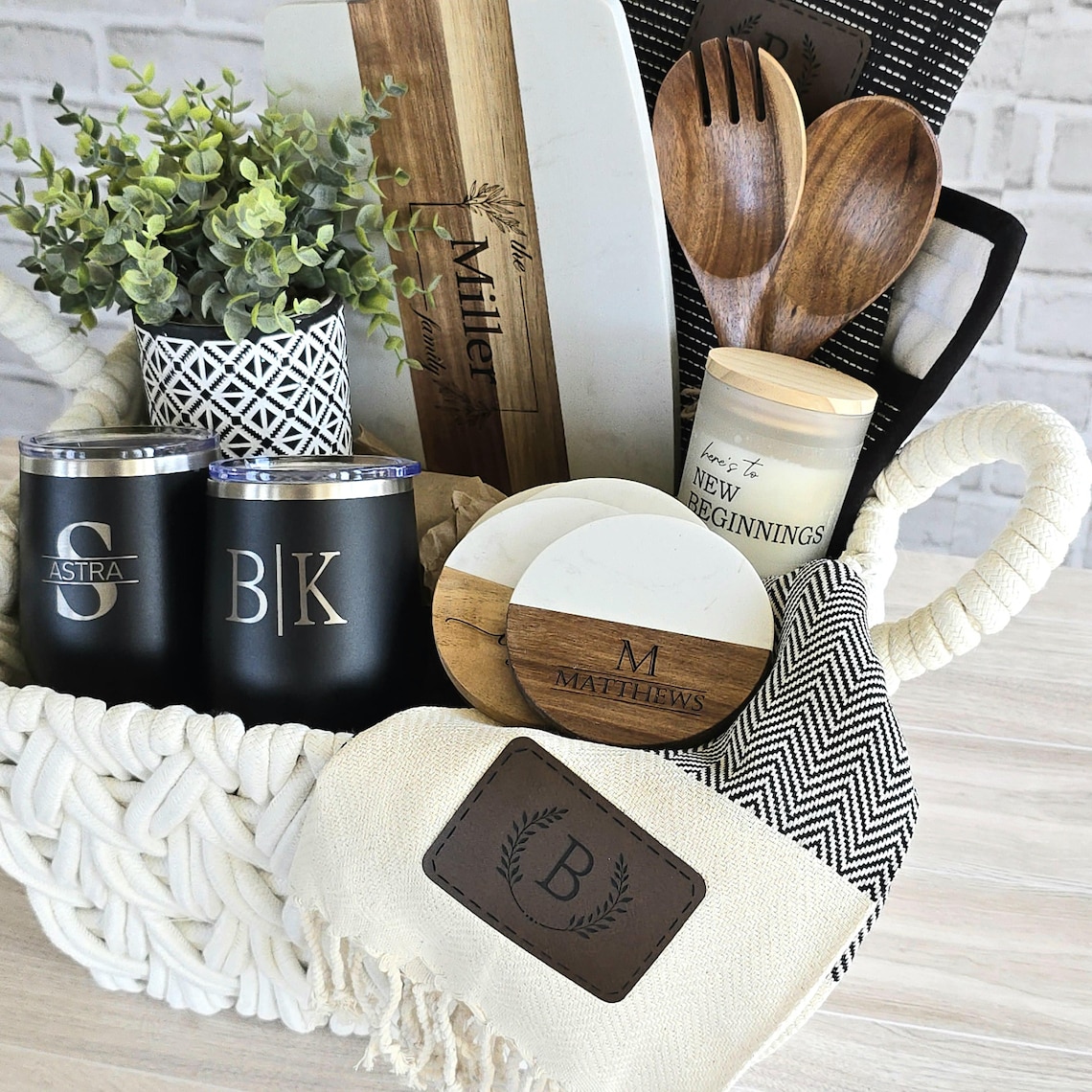 Personalized Housewarming Gift Basket Custom Engraved Cutting Board New ...