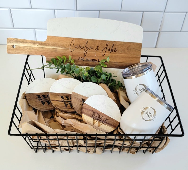 Custom Gift Basket Client Gift Personalized Cutting Board Housewarming ...