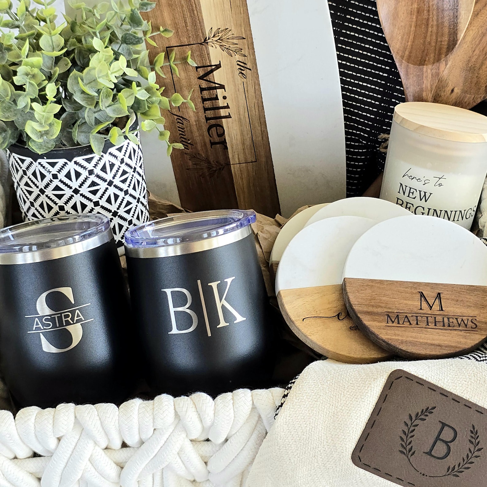 Realtor Closing Gift New Home Gift Basket Personalized Cutting Board ...