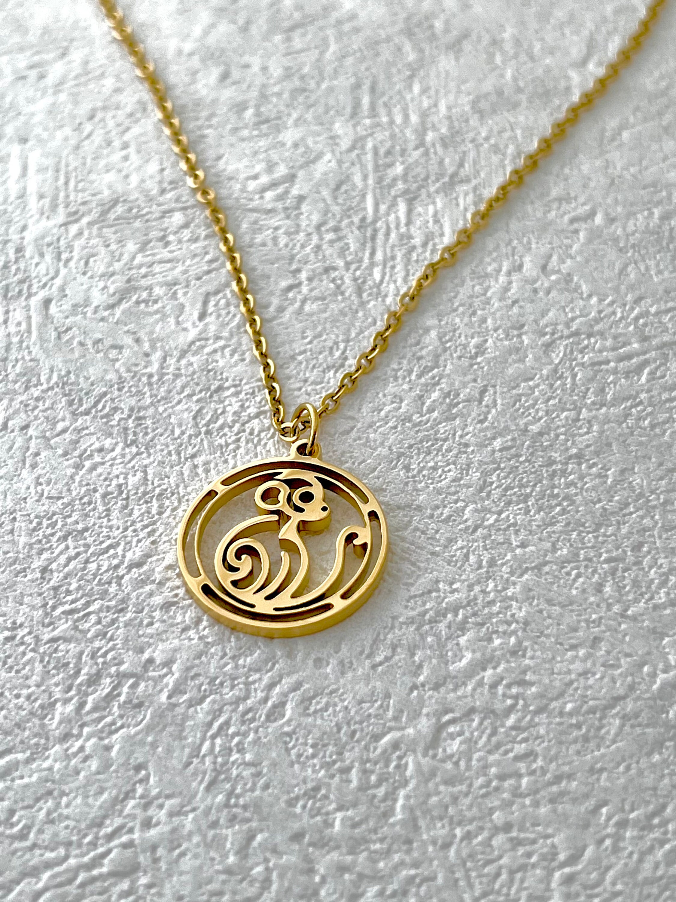 Monkey Necklace, Zodiac Monkey, Zodiac Necklace, Monkey Pendant ...