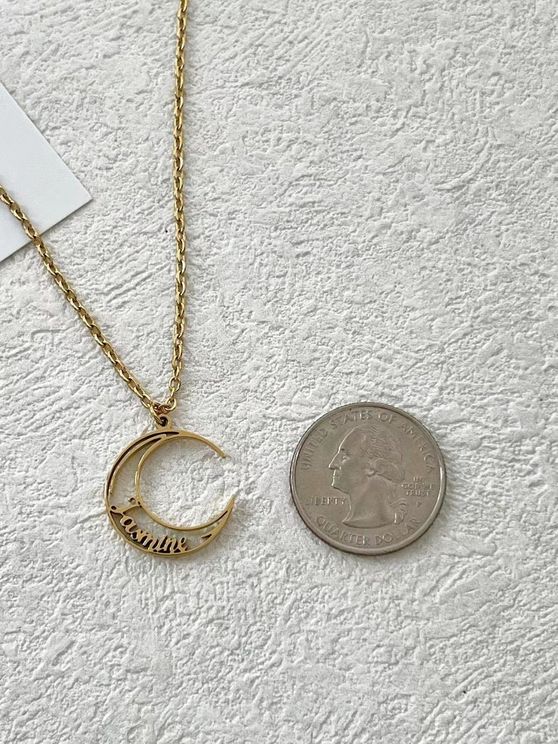 Crescent Moon Necklace Personalized, Custom Name Pendant, Personalized ...