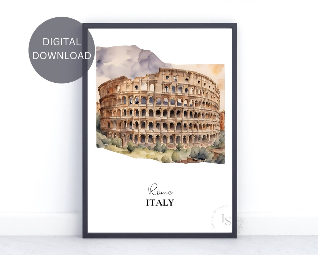 Rome, Italy | Colosseum | Wall Art Print | Watercolor Art| Travel ...