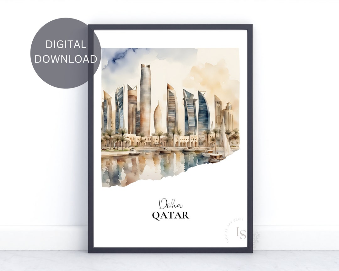 Doha, Qatar | Wall Art Print | Watercolor Art| Travel Prints | Wall ...