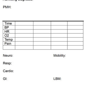 Nursing Shift Report Sheet - Etsy