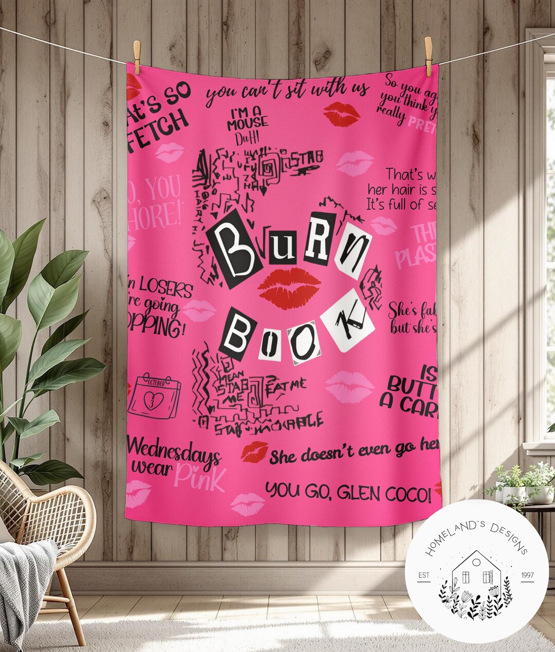 Burn Book Velveteen Plush Blanket | Mean Girls Inspired Quote Throw - Etsy