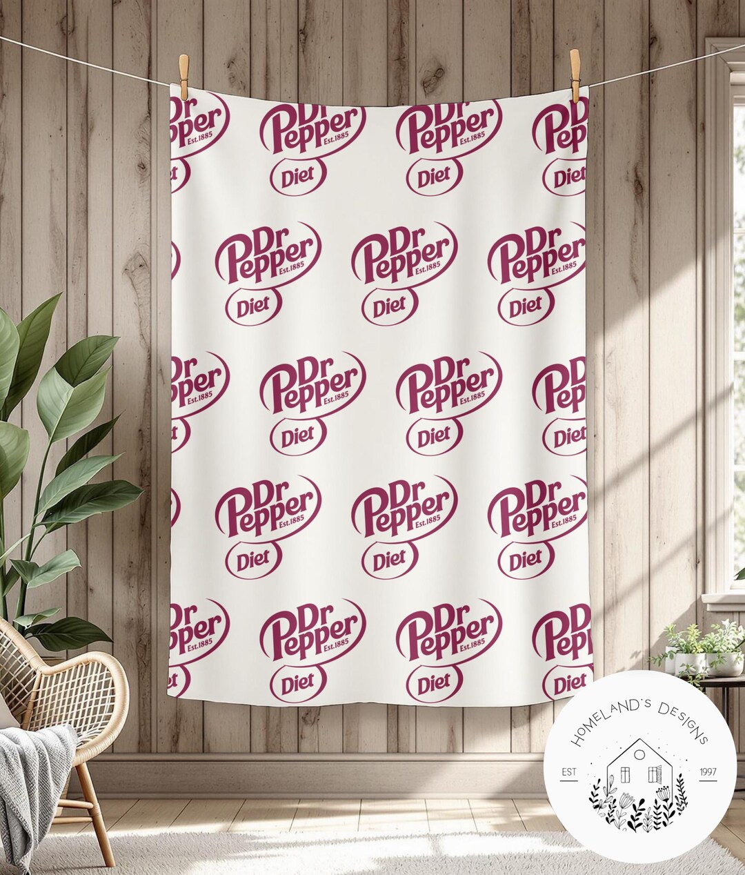 Diet Dr. Pep Lovers, Pepper Logo Pattern Velveteen Plush Blanket | Soda ...
