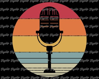 Microphone Svg, Vintage Microphone Svg, DJ Mic Cut File, Retro ...