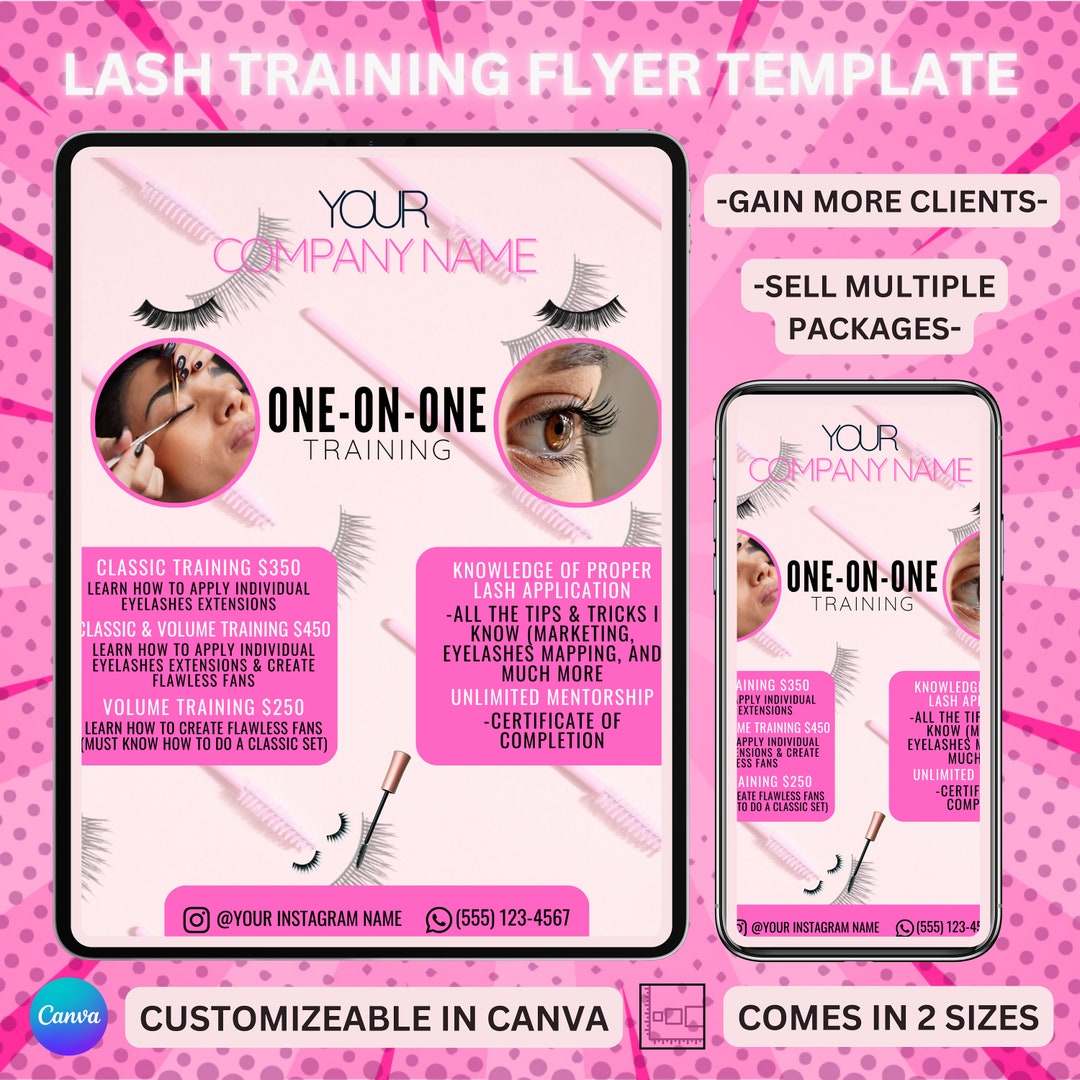 Lash Tech Flyer Template 2 Sizes Instagram Lash Tech Flyer Customizable ...