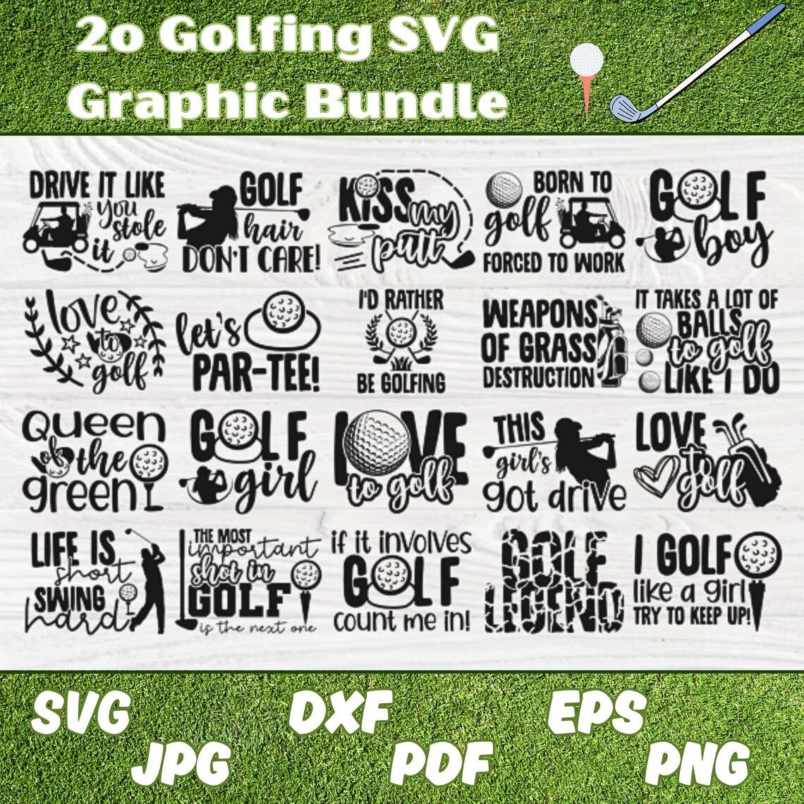 20 Golfing SVG Graphic Bundle Golfer SVG Golf Club Svg Files for Cricut ...