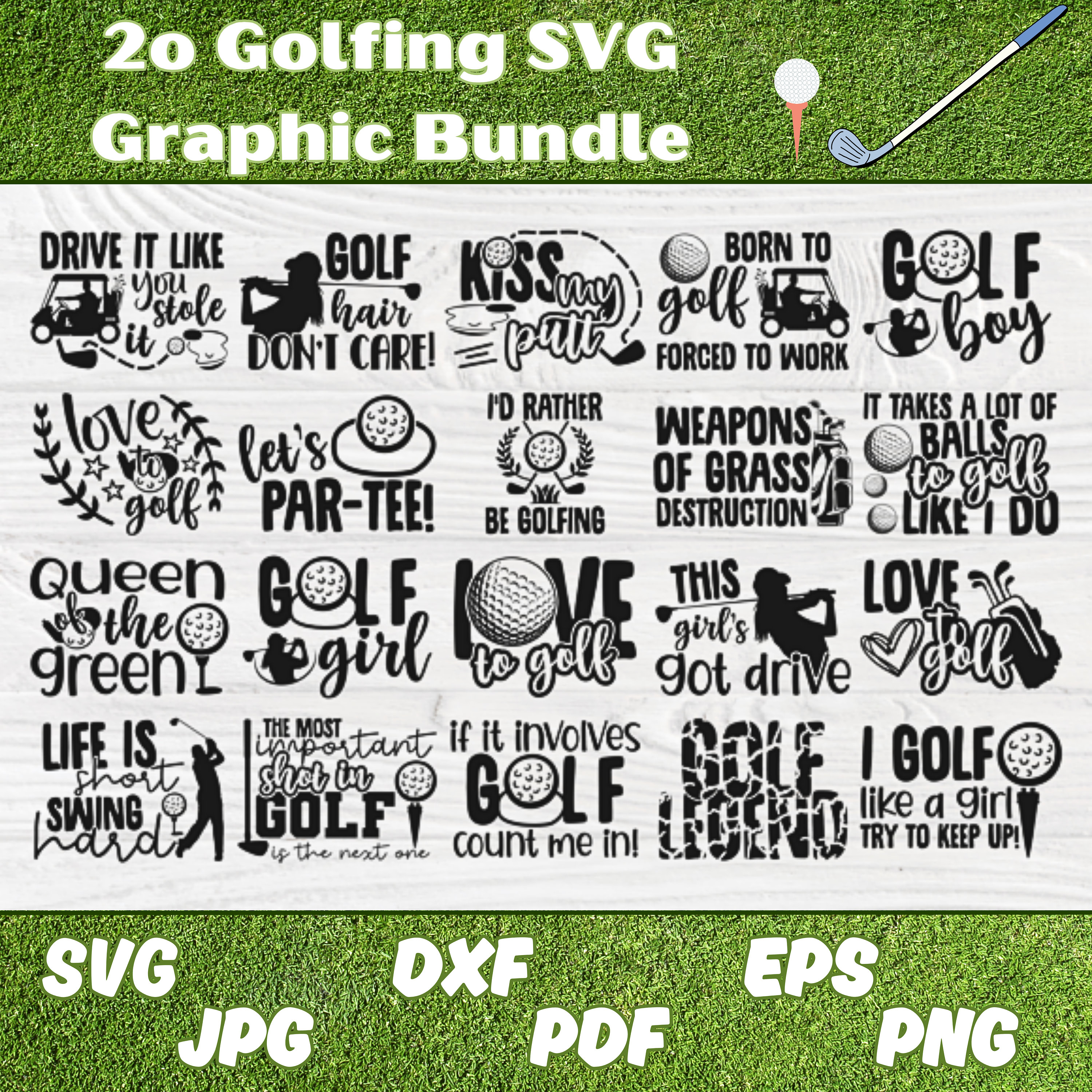 20 Golfing SVG Graphic Bundle Golfer SVG Golf Club Svg Files for Cricut ...