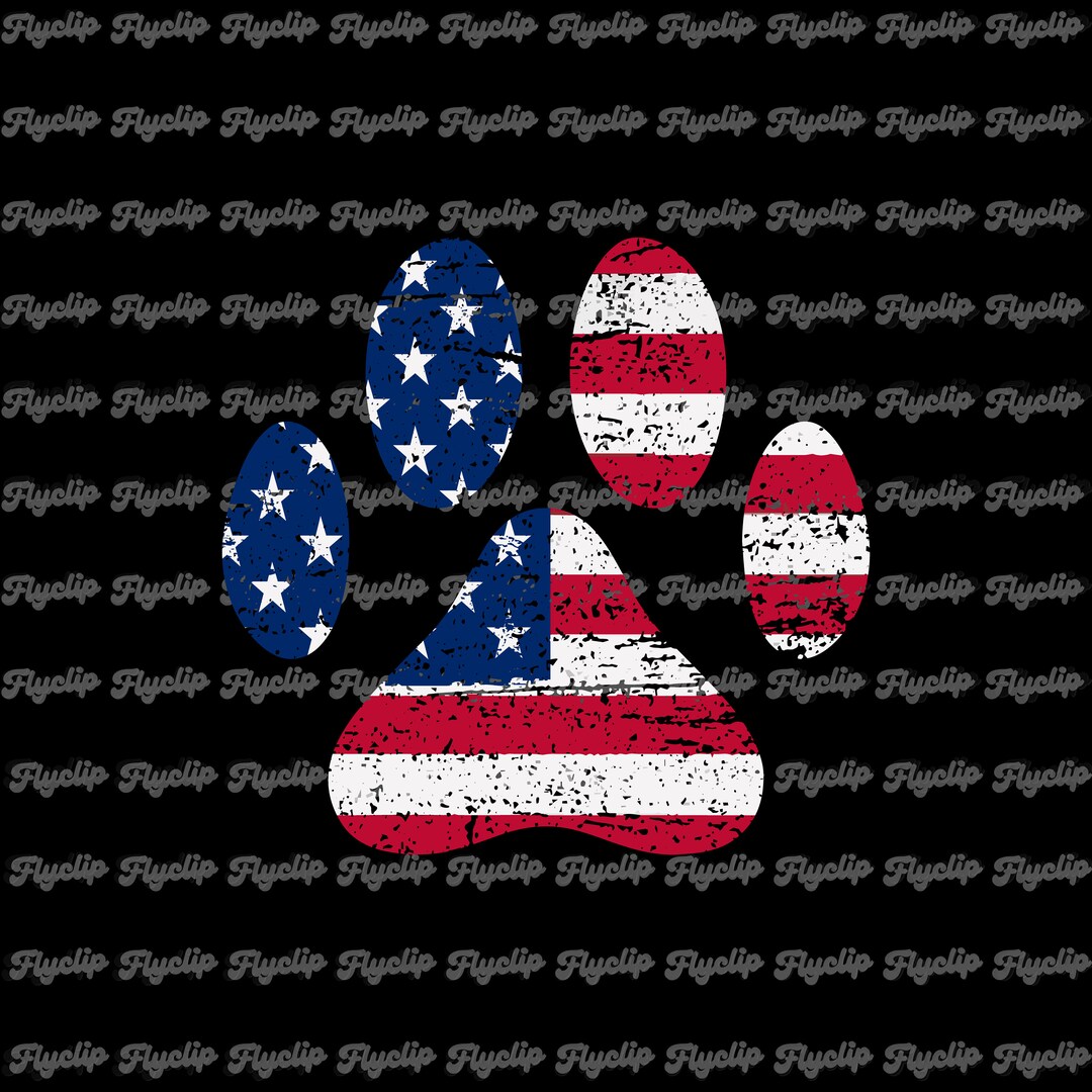 Patriot Distressed American Flag Dog Paw Print SVG Graphic | File for ...