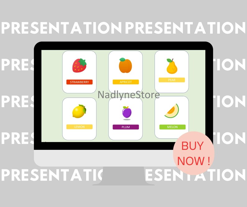 Flashcard Fruit Powerpoint Template - Etsy