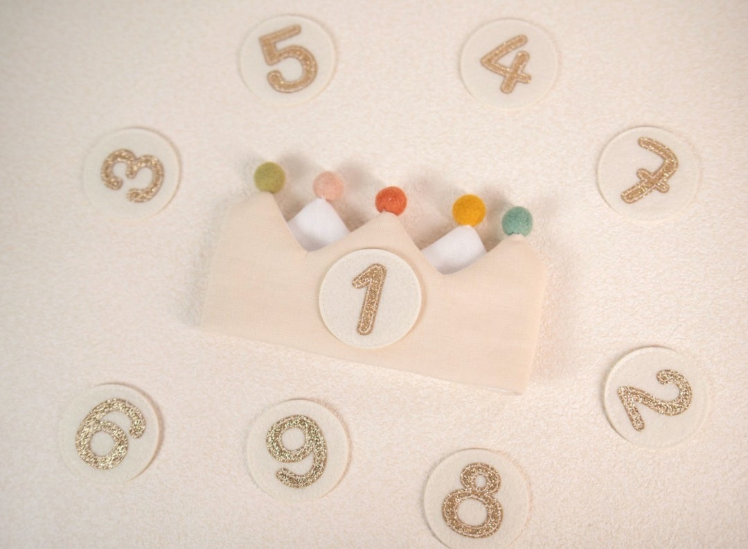 Number Set Custom Linen Birthday Crown for First Birthday (only to ...