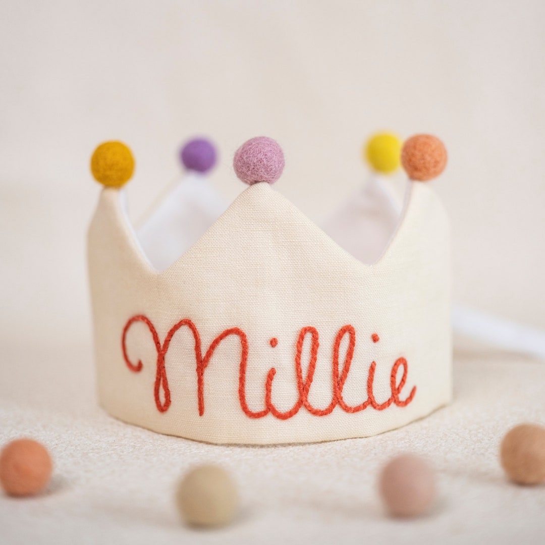 Hand Embroidered Crown for Baby and Children's Birthdays | Personalized ...
