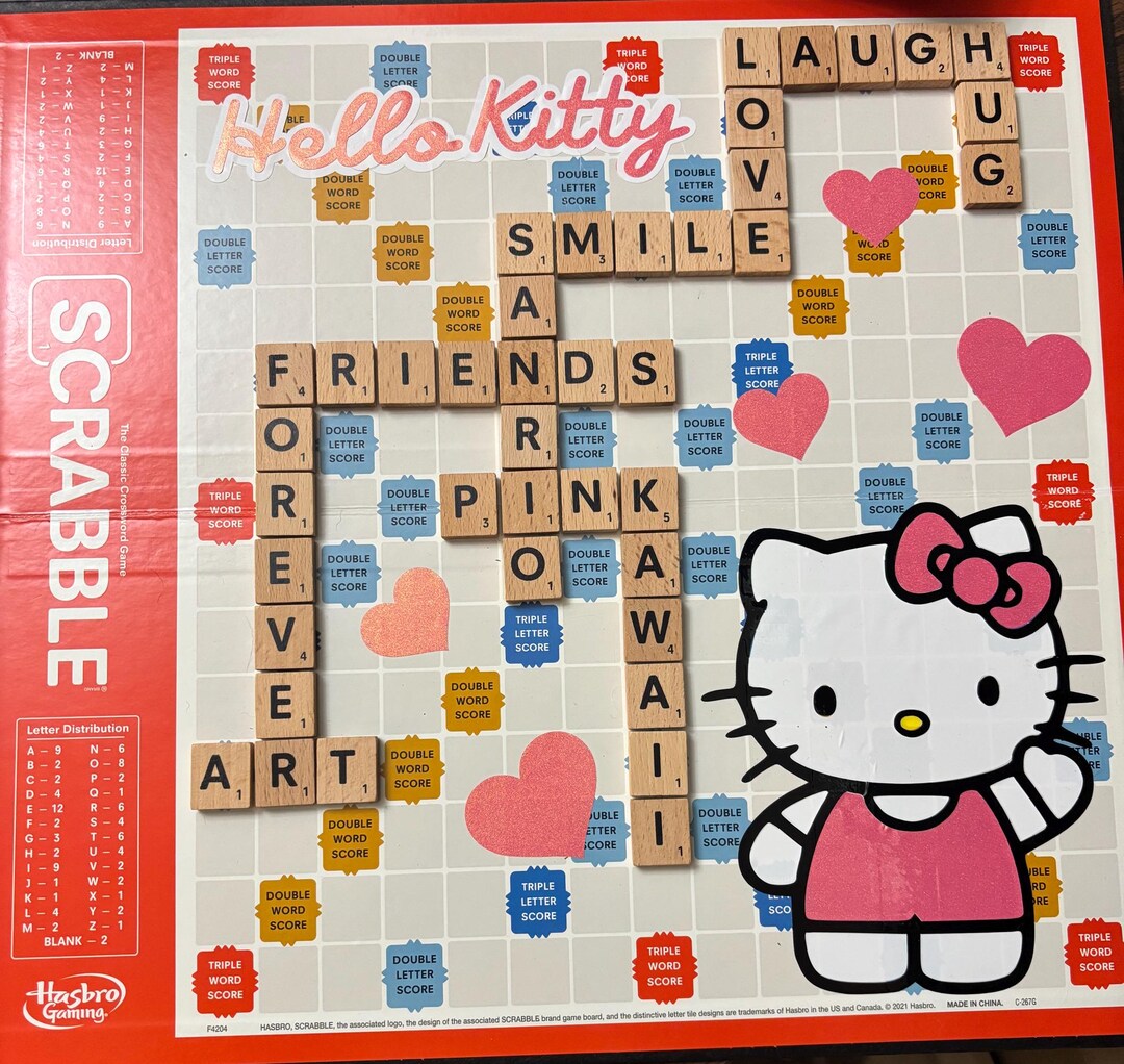 Hello Kitty Scrabble Board Wall Art - Etsy