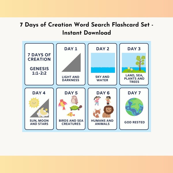 7 Days of Creation Clipart - Etsy