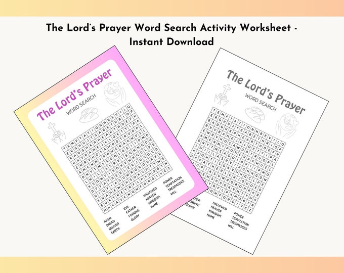 The Lord's Prayer Word Search Activity | Christian Kids, Sunday School ...