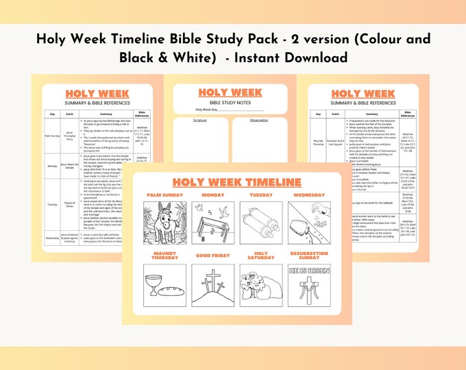 Holy Week Timeline Bible Study Pack | Palm Sunday, Last Supper, Good ...