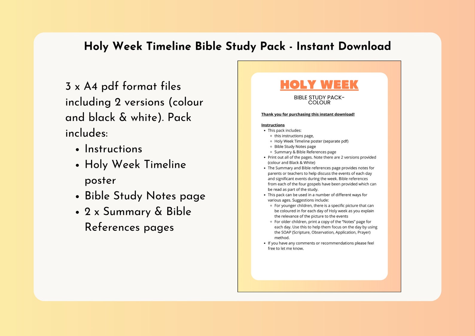 Holy Week Timeline Bible Study Pack | Palm Sunday, Last Supper, Good ...