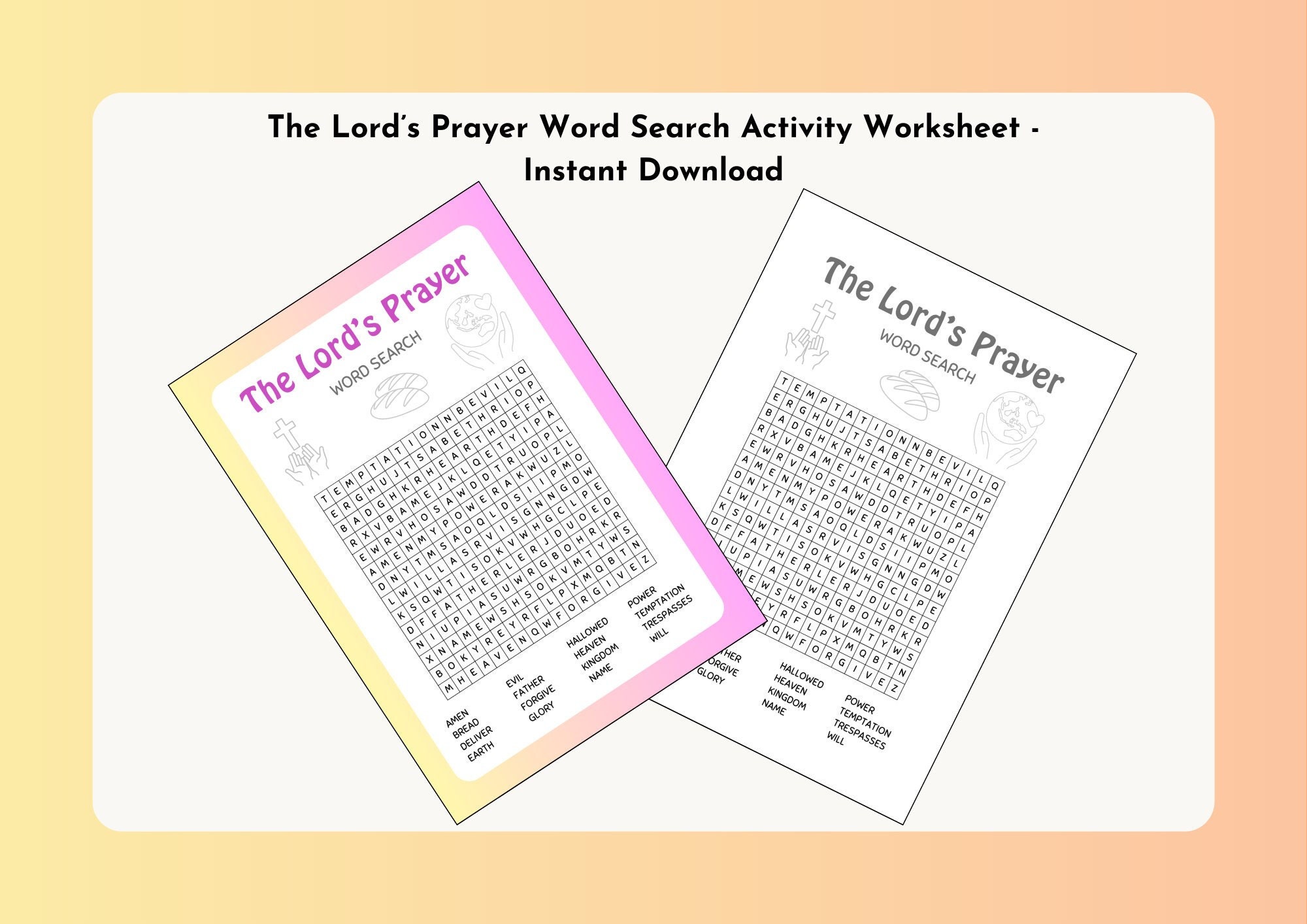 The Lord's Prayer Word Search Activity | Christian Kids, Sunday School ...