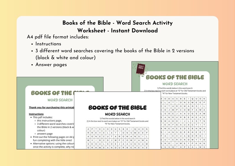 Books of the Bible Word Search Activity | Old and New Testament ...