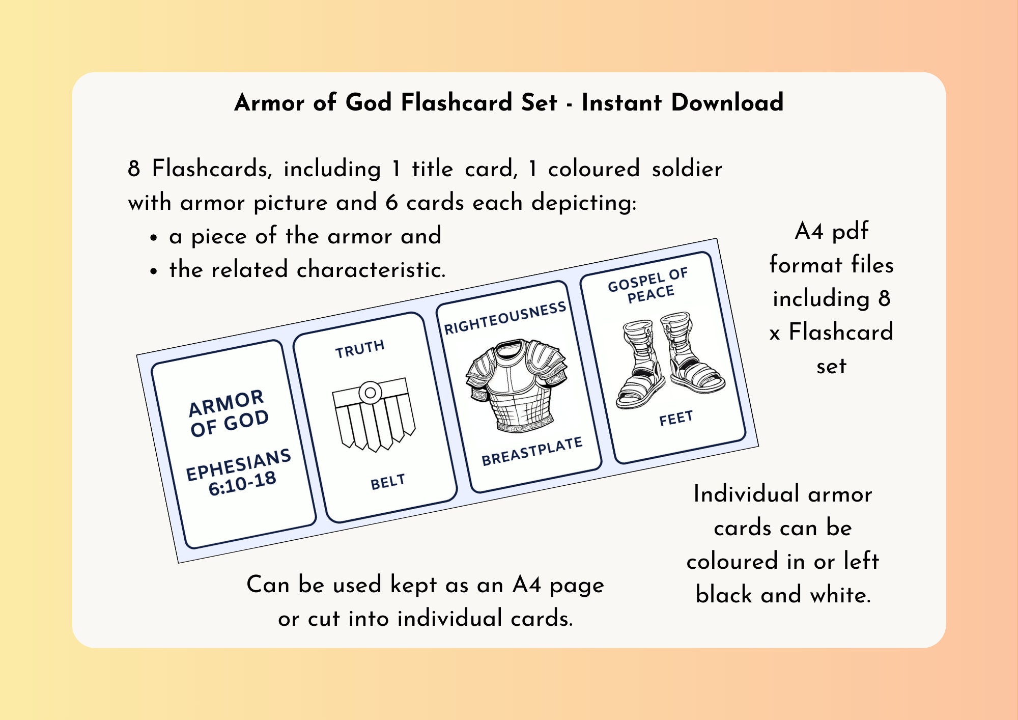 Armor of God Flashcards | Ephesians 6:10-18 | Christian Kid, Children ...