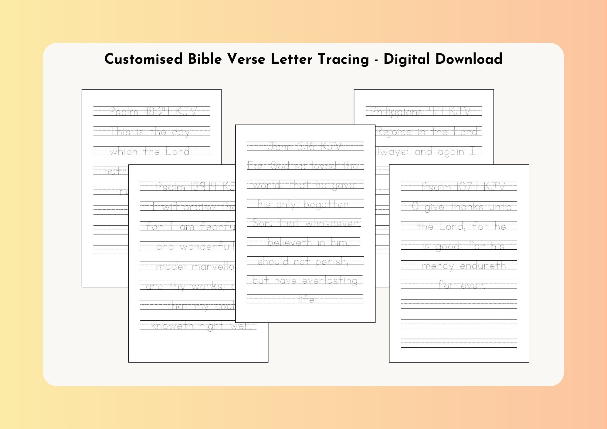 Customised Bible Verse Tracing Worksheets Christian Kid, Sunday School ...