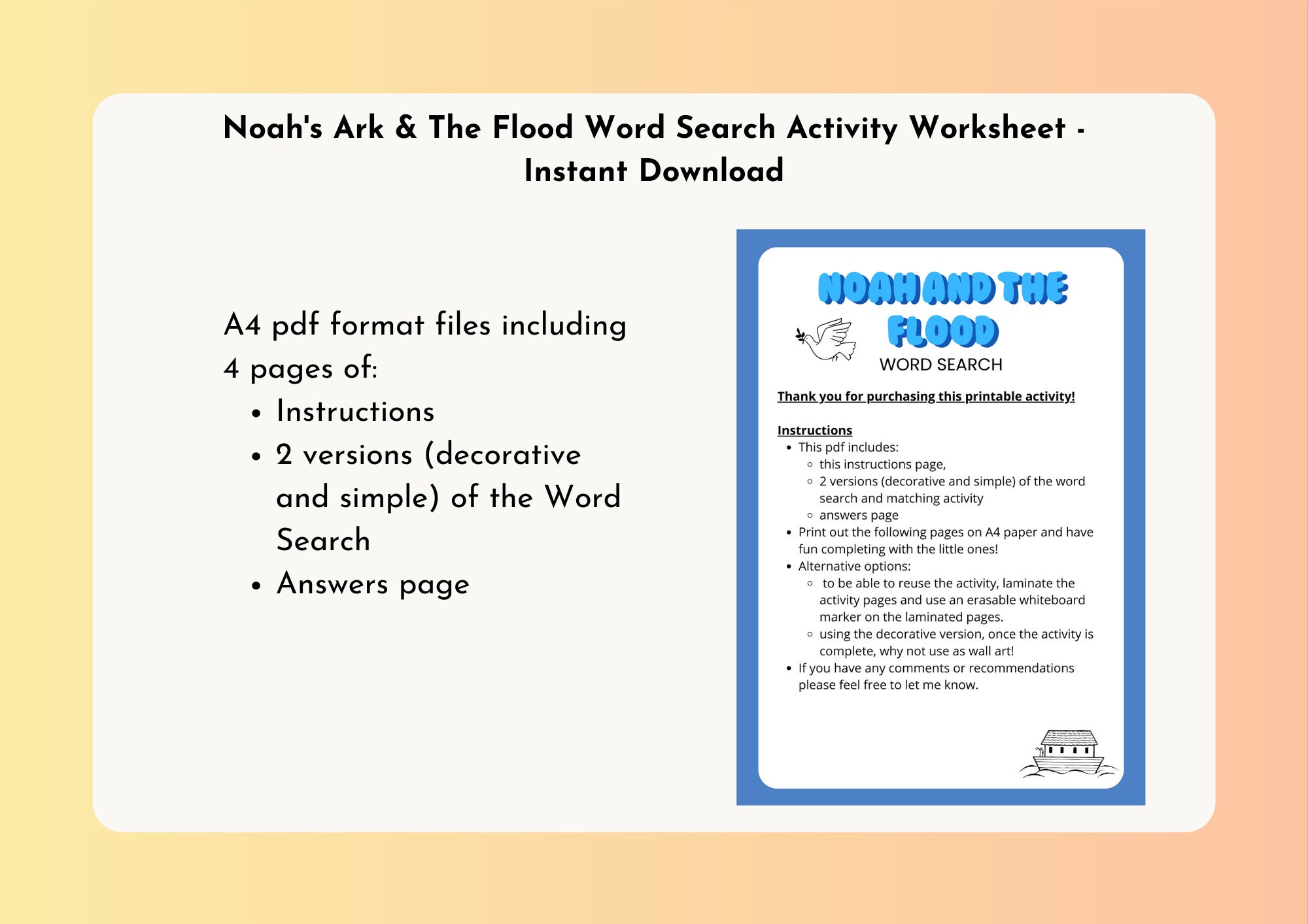 Word Search & Activity Worksheet Bundle Fruit of the Spirit, 7 Days of ...