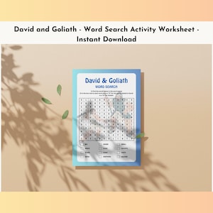 David and Goliath Word Search & Matching Activity Worksheet | 1 Samuel ...