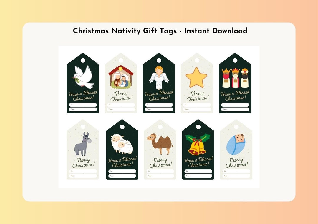 Christmas Nativity Gift Tags, Present Labels | Jesus Birth | Christian ...