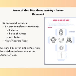 Armor of God Dice Game Activity | Ephesians 6:10-18 | Christian Kids ...