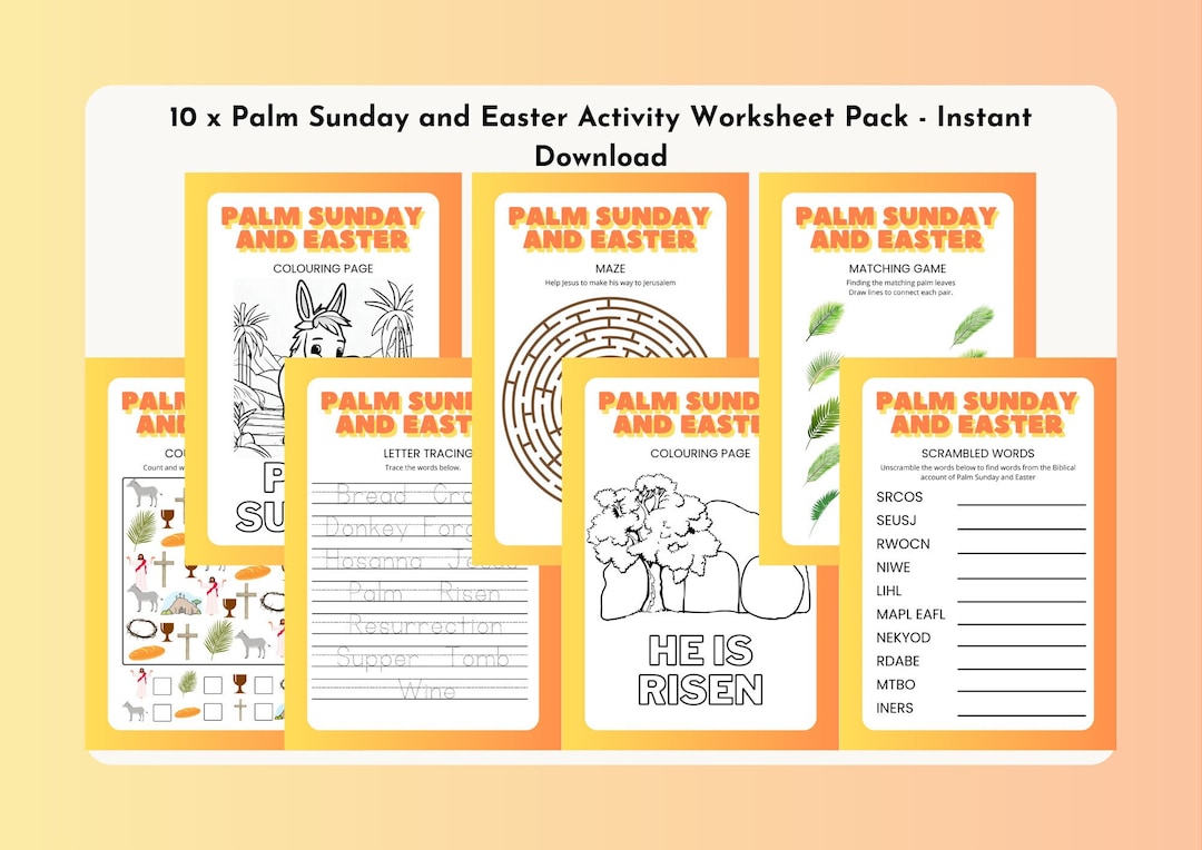 Easter 10 X Activity Worksheet Pack | Palm Sunday, Last Supper, Good Friday | Christian Kid ...