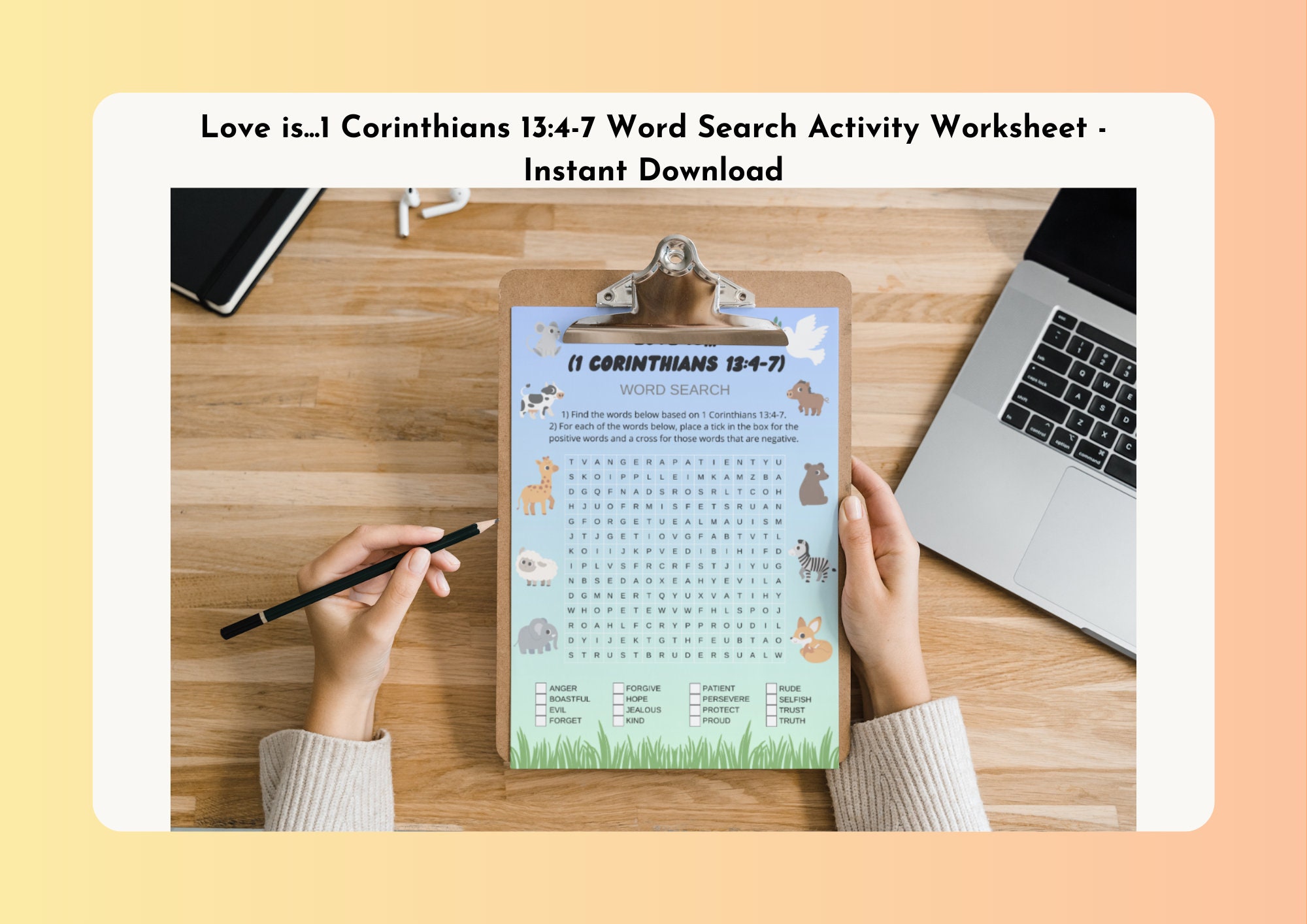 Love is Word Search Activity Worksheet 1 Corinthians 13 :4-7 Christian ...