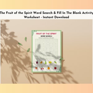 Fruit of the Spirit Word Search & Fill in the Blank Activity Worksheet ...