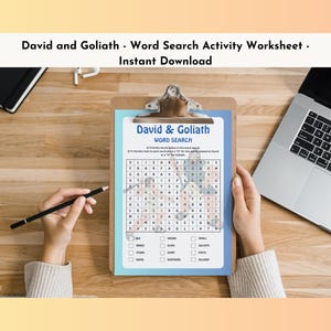 David and Goliath Word Search & Matching Activity Worksheet | 1 Samuel ...
