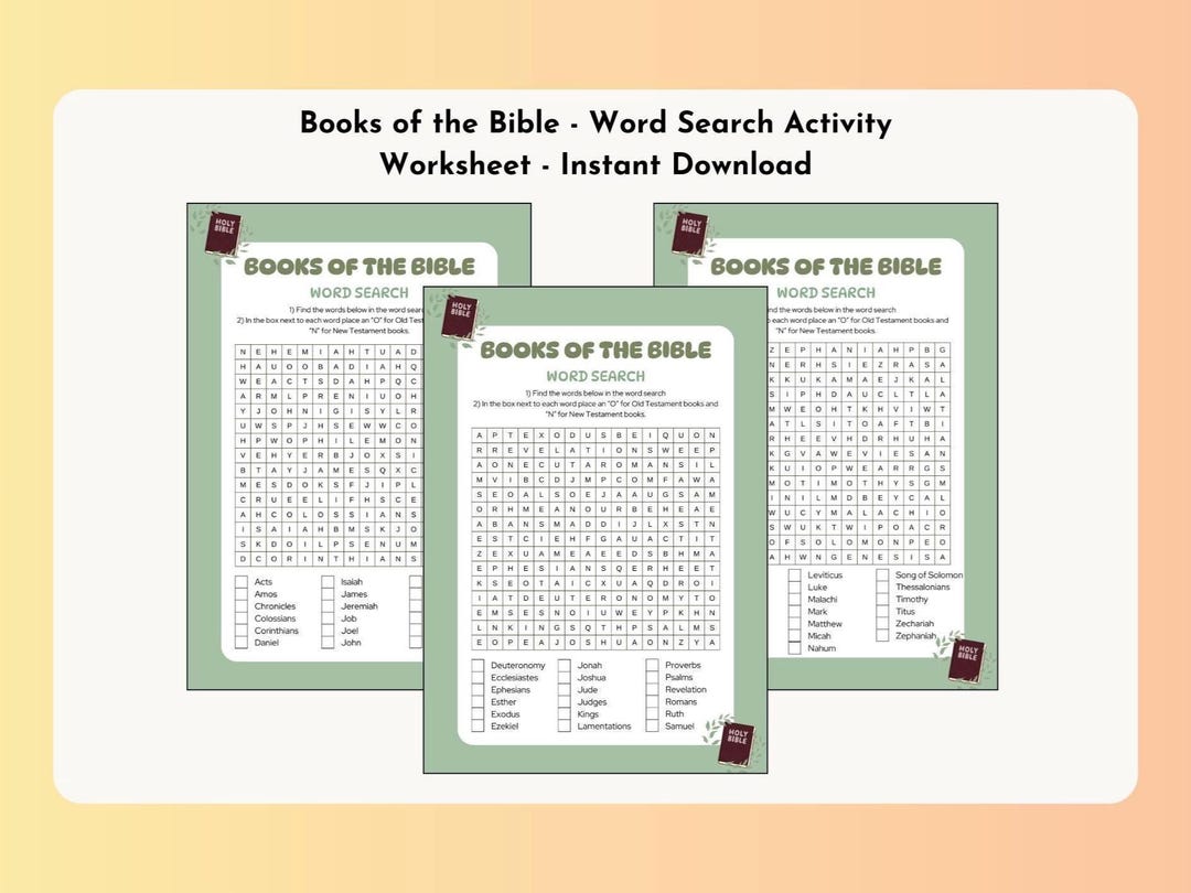 Books of the Bible Word Search Activity | Old and New Testament ...
