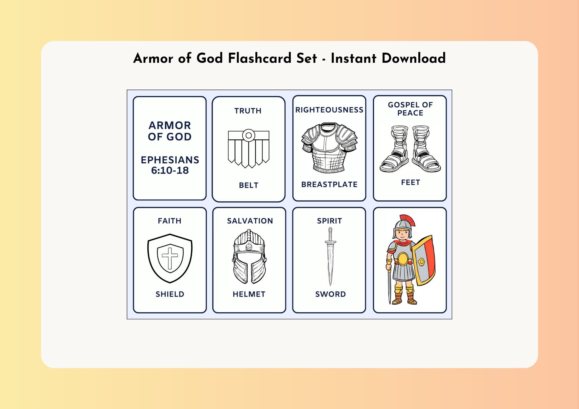 Armor of God Flashcards | Ephesians 6:10-18 | Christian Kid, Children ...